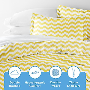 ienjoy Home Ultra Soft Arrow Patterned 3 Piece Duvet Cover Set, Twin, Yellow