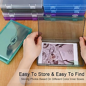 Bluedale Photo Storage Box with Zipper, 10 Inner 4 x 6 Photo Cases Hold 1000 Pictures, Waterproof Photo Organizer Containers, Scrapbook Keeper with Handle for Seed, Picture, Craft Storage