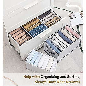 YUXES Dividers Drawer Organizer for Clothing Closet Shelf Wardrobe Clothes Organizer for Folded Clothes Jeans Pants Shirts Storage Bin Container for Bedroom Washable Collapsible