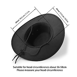 Cowboy Hat, Sun Hat Faux Felt Leather Suede Travel Cap Western Hat Outdoor Sun Protect Black