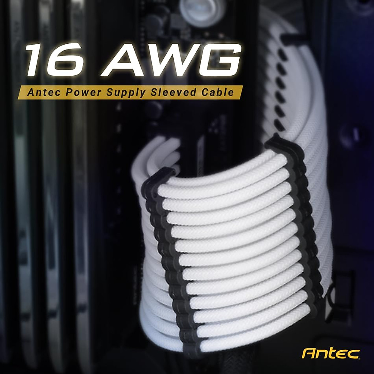 Antec Power Supply Sleeved Cable /24pin ATX /4+4pin EPS /8-pin PCI-E /6pin PCI-E PSU Extension Cable Kit 30cm Length with Combs, White