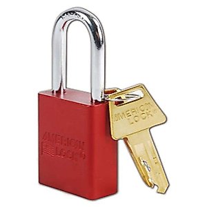Master Lock A1106RED Aluminum Safety Padlock with 1/4" x 1-1/2" Shackle, 1-Padlock, Red