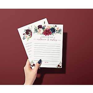 Your Main Event Prints Navy Burgundy Advice and Wishes Cards for Bridal Showers, Weddings, and the Bride and Groom - Pack of 50, 5"x7" Cards