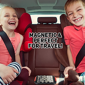 Gamie Mini Chess Game, Magnetic Chess Board with Side Storage Drawers, Mini Chess Board Set for Kids and Adults, Entertaining Road Trip Toys, Travel Games, and Desktop Toys for Adults