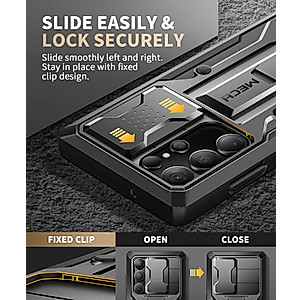 Tongate for Samsung Galaxy S23 Ultra Case, [Bulit-in Slide Camera Cover & Screen Protector] [2 Front Frame] Military Grade Shockproof S23 Ultra Phone Case with Kickstand & Belt-Clip 6.8", Black