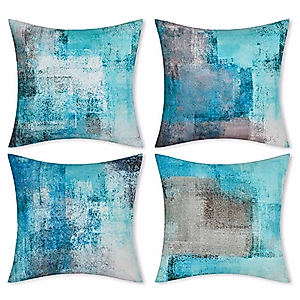 Yastouay Teal Throw Pillow Covers Set of 4 Turquoise Pillow Cases 18 x 18 inch Modern Decorative Cushion Covers for Couch Living Room