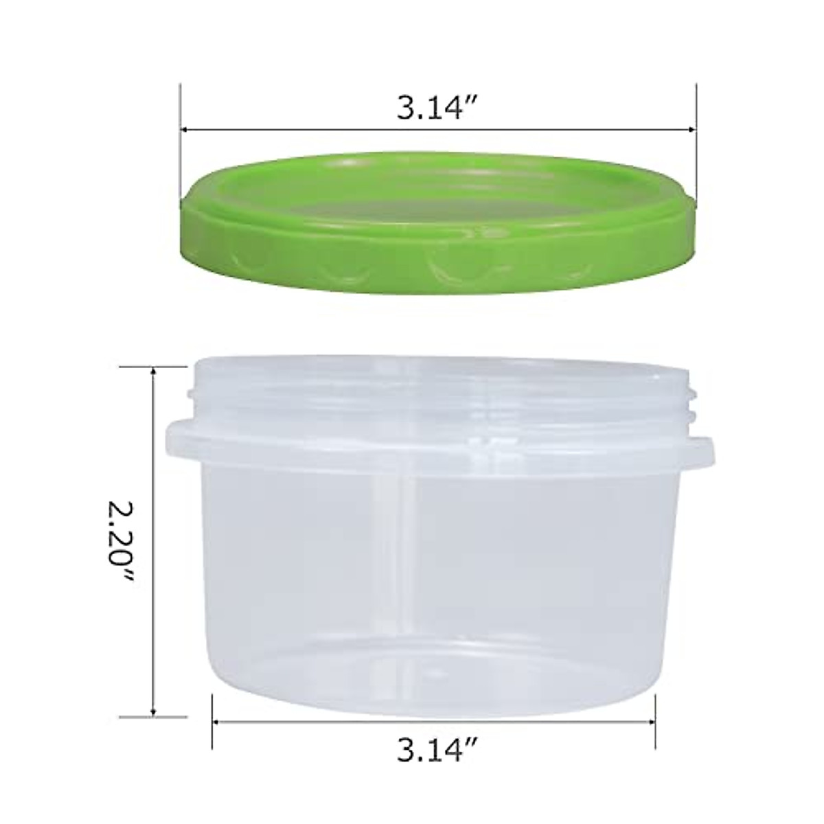 Jucaifu 8 Ounce reuseable small plastic freezer storage container jars with screw lid for food snacks lunch(16Pcs, Green)
