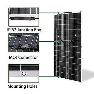 Hoysicy Flexible Solar Panel 100W 24V/12V Monocrystalline Bendable -Semi-Flexible Solar Panels Charger Off-Grid for RV Boat Cabin Van Car Uneven Surfaces