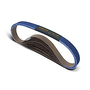 POWERTEC 1 x 30 Inch Zirconia Sanding Belts, 3 Each of 24/36/60/100/ 120 Grits, 15PK, Belt Sander Sanding Belt Assortment for Bench Sander, Belt and Disc sander, Woodworking, Metal Grinding (41300-1Z)