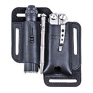 NEXTORCH EDC Leather Sheath, Multitools Sheath,Knife Belt Sheath/Leather Flashlight Holster/EDC Pocket Organizer Sheath for men, FLashlight Sheath for Knives/Flashlights/Tactical Pens/Tools