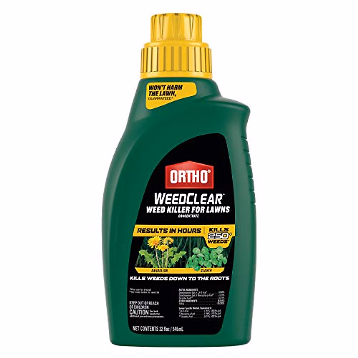 Ortho WeedClear Weed Killer for Lawns Concentrate: Treats up to 16,000 sq. ft., Won't Harm Grass (When Used as Directed), Kills Dandelion & Clover, 32 oz.