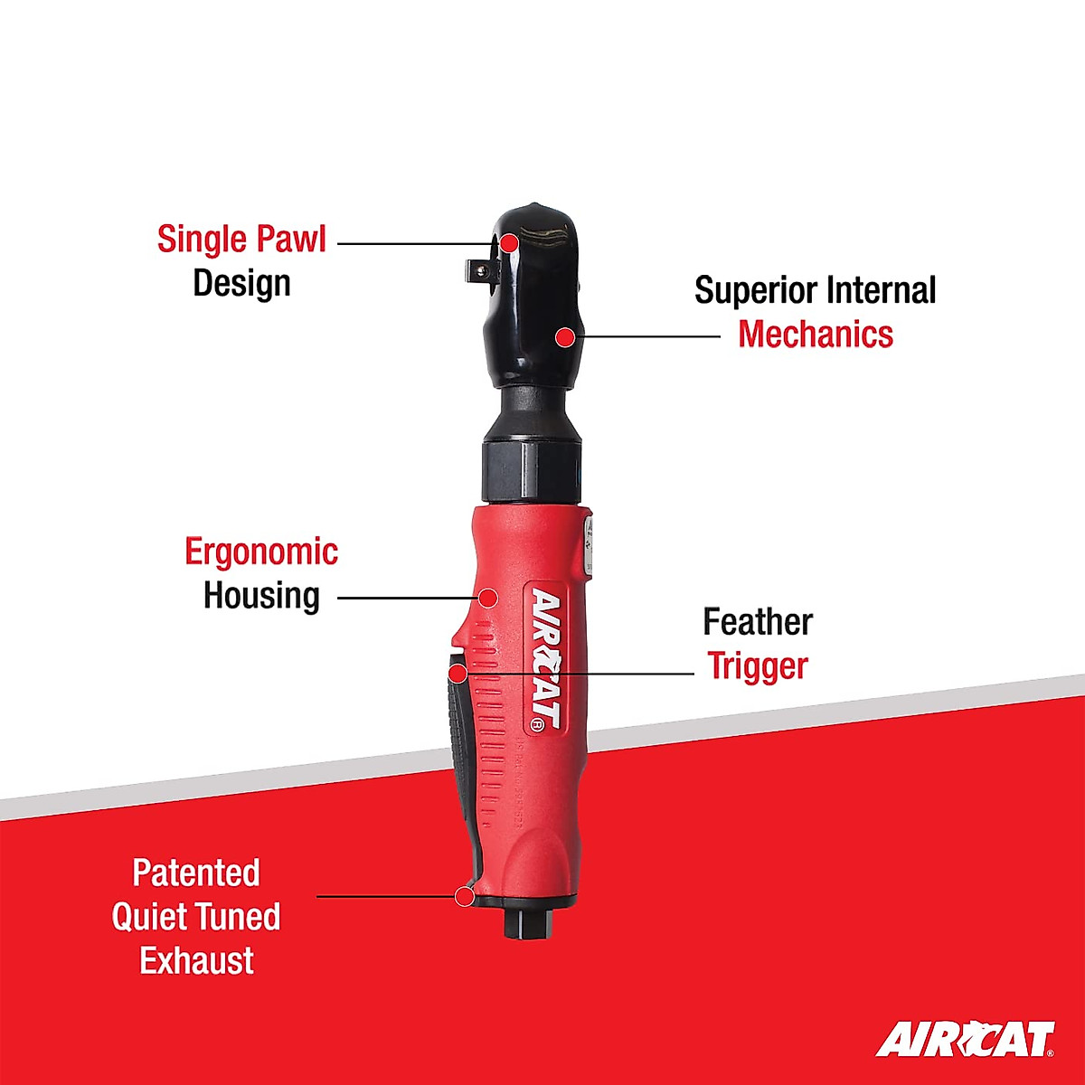AIRCAT Pneumatic Tools 800: Composite Ratchet 320 RPM, 35 ft-lbs Maximum Torque - 1/4-Inch