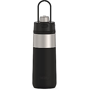 Guardian Collection by THERMOS Stainless Steel Hydration Bottle 18 Ounce, Matte Steel/Espresso Black