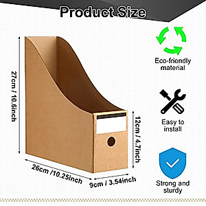 24 Pcs Magazine Holder Magazine File Holder Paper Folder Document Magazine Organizer Desk Magazine Storage Box Cardboard Book Bins for School Office Desk Supplies, 10.6 x 10.2 x 3.5 Inch（Brown）