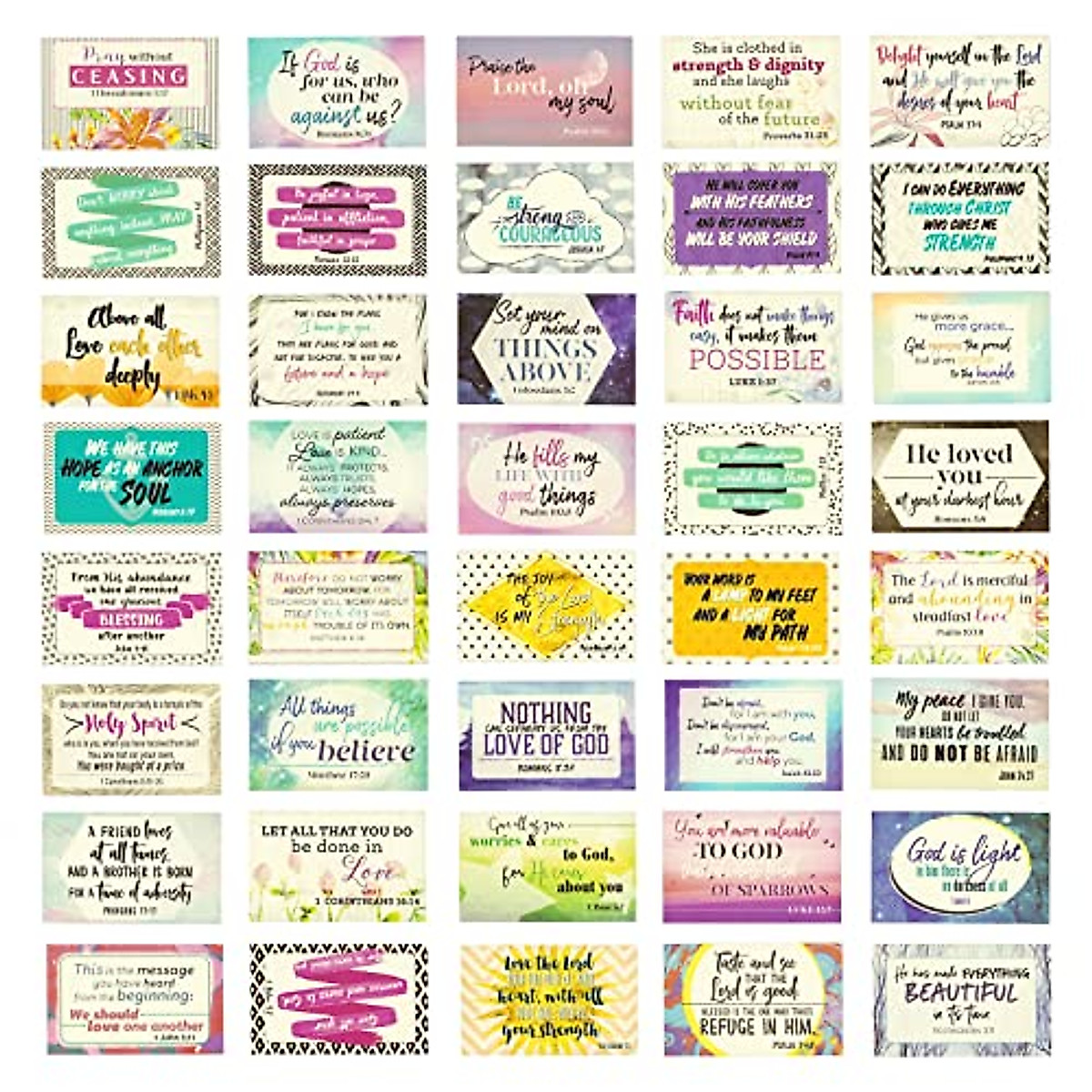 Best Paper Greetings 40 Pack Bible Verse Cards for Prayer, Sunday School, Inspirational Christian Gifts for Women (3 x 2 In)