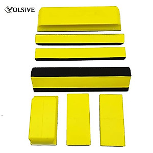 VOLSIVE 7pcs Hand Sanding Block Set, Rectangle Handheld Sanding Pad, Hook and Loop Interchangeable Assorted Shapes, for Sanding or Polishing in Auto Body and Paint Shops - Yellow