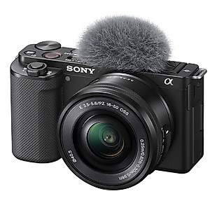 Sony ZV-E10 Mirrorless Camera with 16-50mm + 55-210mm Lenses, 128GB Exreem Speed Memory,.43 Wide Angle & 2X Lenses, Case. Tripod, Spare Battery & Charger, Software Kit -Deluxe Bundle