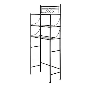 MallBoo Toilet Storage Rack, 3 -Tier Over-The-Toilet Bathroom Spacesaver - Easy to Assemble,9.5" D x 26.7" W x 64.4" H(Black)