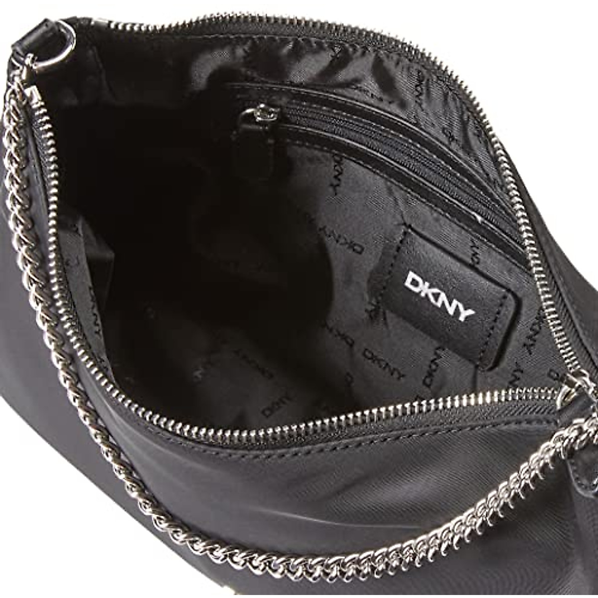 DKNY Sporty Crossbody Caelynn Pouchette Handbags, Black/Silver