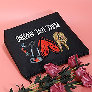 JXGZSO Nursing bag for nurses Nursing Work Cosmetic Bag Peace Love Nursing Makeup Bag Nursing School Gift For Graduation