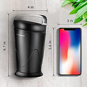 Coffee Grinder Electric, 60g/2oz Large Capacity, Aigostar Coffee Bean Grinder Spice Grinder with One Touch Operation, Cleaning Brush Included, Black