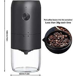 Wasailife Electric Black Coffee Grinder with Adjustable Coarseness Grind Settings and USB Charging with Cleaning Brush for Easy Cleaning, Portable Coffee Bean Grinder (black)