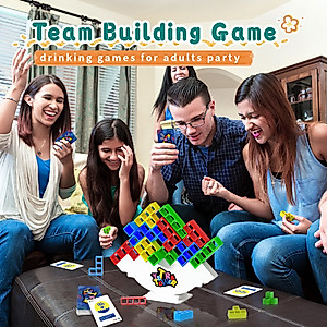 Btolin 48pcs Tetra Tower Balance Stacking Attack Block Game, Tetris Swing Terra Tower, Family Board Games for Kids & Adults, Team Building Parties Travel Toy