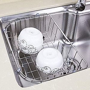 STRAW Kitchen Storage Rack, Expandable Dish Drying Rack, Over the Sink Dish Rack, In Sink Or On Counter Dish Drainer with Utensil