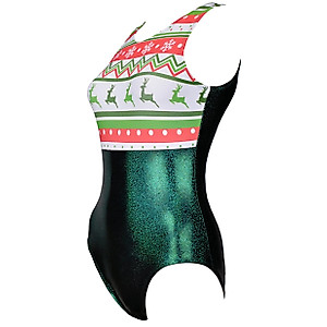 Look-It Activewear Holly Jolly Christmas Leotard for Gymnastics, Dance or Tumbling Child X-Large (size 12-14)