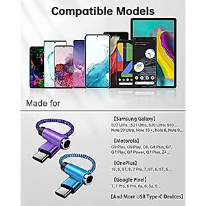 USB C to 3.5mm Audio Adapter, Male to Female Aux Cable for Samsung Galaxy S23 S22 Ultra S22+ S21 Plus S20 FE, Google Pixel 7 Pro 6 6a 5 5a 4 XL, iPhone 15 USBC Stereo Jack Headphone Dongle Adaptor