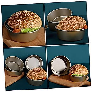 Yardwe 2pcs Burger Mold Pizza Bread Baking Molds Cake Pan Set Round Canning Set Chocolate Chip Muffins Stainless Steel Saucepan Reusable Mold Cake Mould Meatloaf Mold Golden Carbon Steel