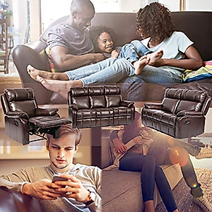 BestMassage Recliner Sofa Loveseat Leather Sofa Recliner Couch Manual Reclining Sofa Recliner Chair, Love Seat, and Sofa for Living Room Home Furniture