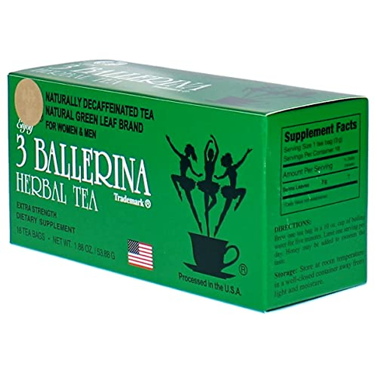 3 Ballerina Tea Extra Strength 18 Tea Bags, drink, 36 Count, (Pack of 2)