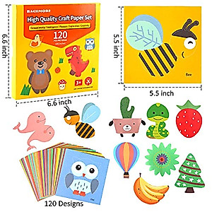 Fun Paper-Cut Set,Origami Paper Art; Scissor Skills Activity Cutting Book; Kids Scissors Crafts Kits Preschool-120 Pages with A Pair of Child-Safe Scissors Beginners Trainning and School Learning