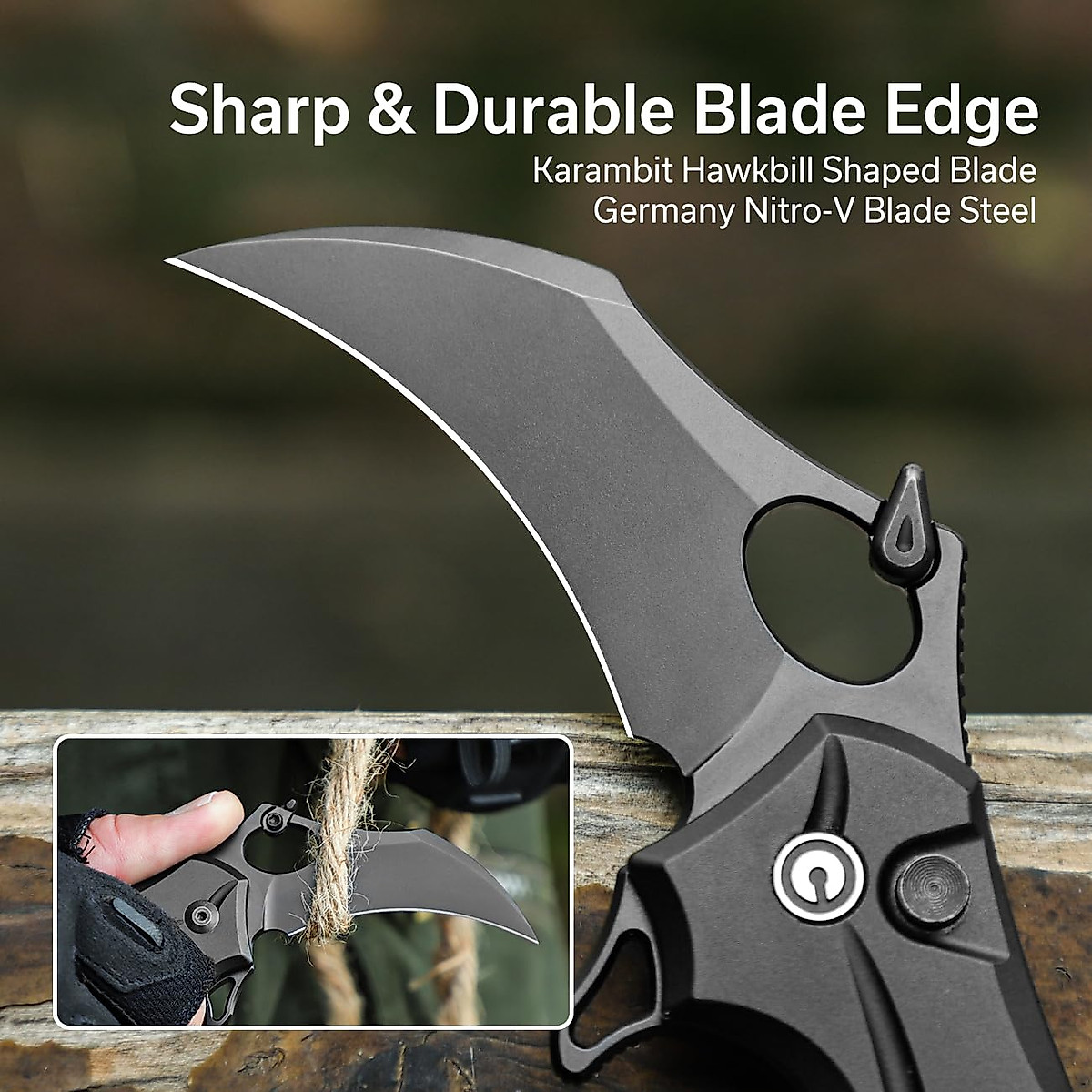 CIVIVI Incisor II Pocket Folding Knife for EDC, Karambit Knife with 2.02" Nitro-V Blade Aluminum Handle C16016B-1