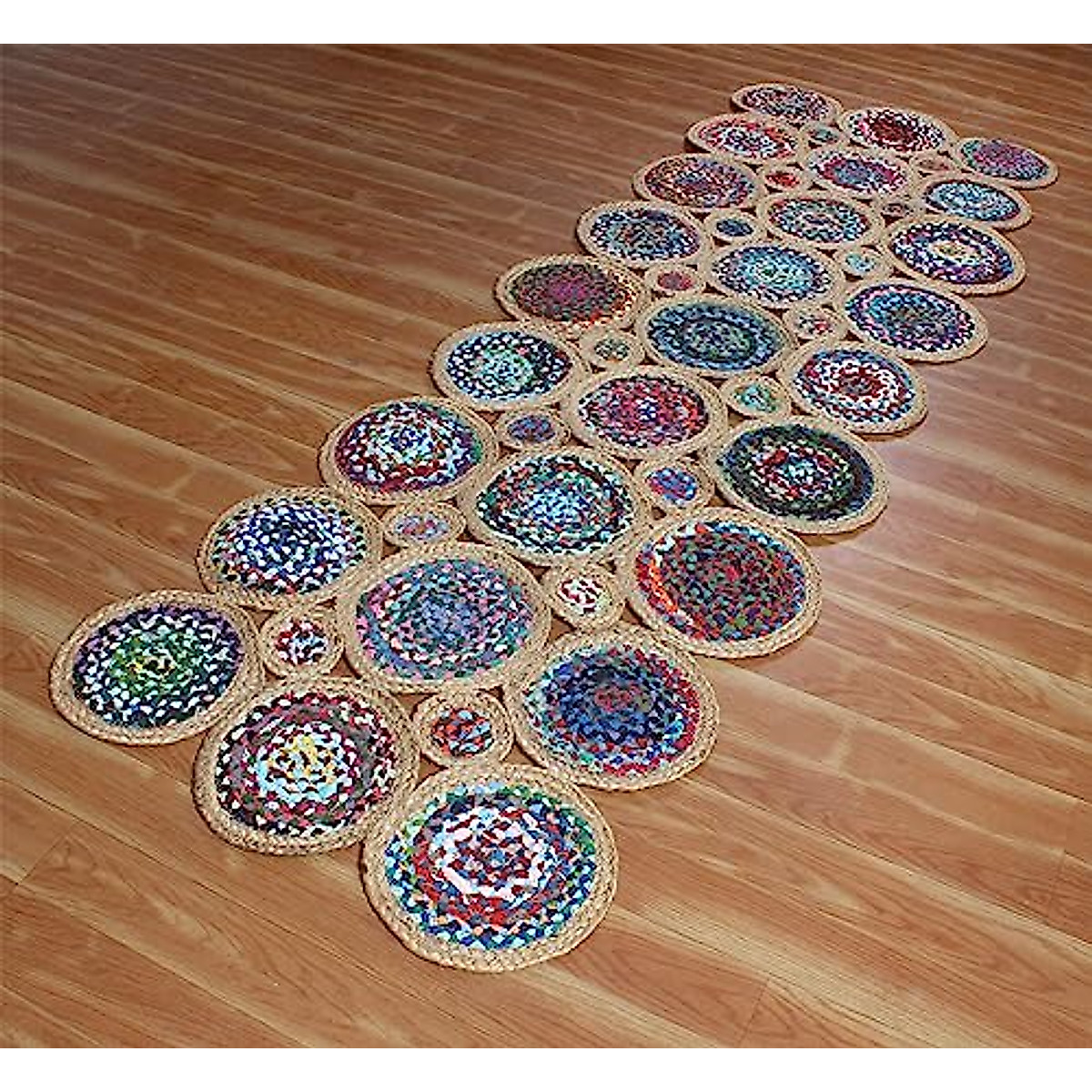 CASAVANI Scalloped Chindi Cotton Area Rug - Geometric Beige & Multicolor Hand Woven Braided Rug Best Uses for Living Room, Bedroom, Kithchen, 2.6x4 2.6x8 (C123, 4x6)