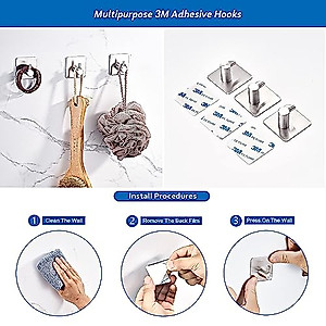 GERUSEA 6 PCS Bathroom Hardware Set, Brushed Nickel Towel Bar, Stainless Steel Towel Rack Wall Mounted Bathroom Accessories Set, 16'' Hand Towel Rod, Toilet Paper Holders, Towel Ring, 3 Towel Hooks