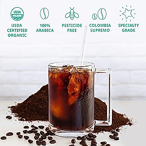 Cold Brew Organic Coarse Ground Flavored Coffee, Vanilla Flavor, Dark Roast, Colombian Supremo, Coarse Grind for Cold Brew Coffee & French Press,1 LB