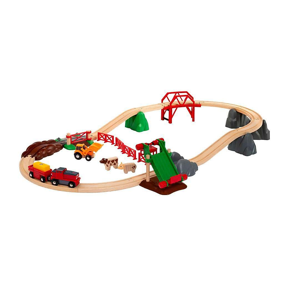 BRIO 33984 Animal Farm Set | Wooden Toy Train Set for Kids Age 3 and Up