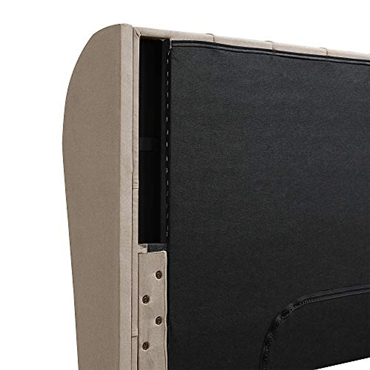 Lillian August Modern Wingback Upholstered Headboard with Diamond-Tufting, Soft Fabric Bedroom Accent Furniture, Eastern King, Beige