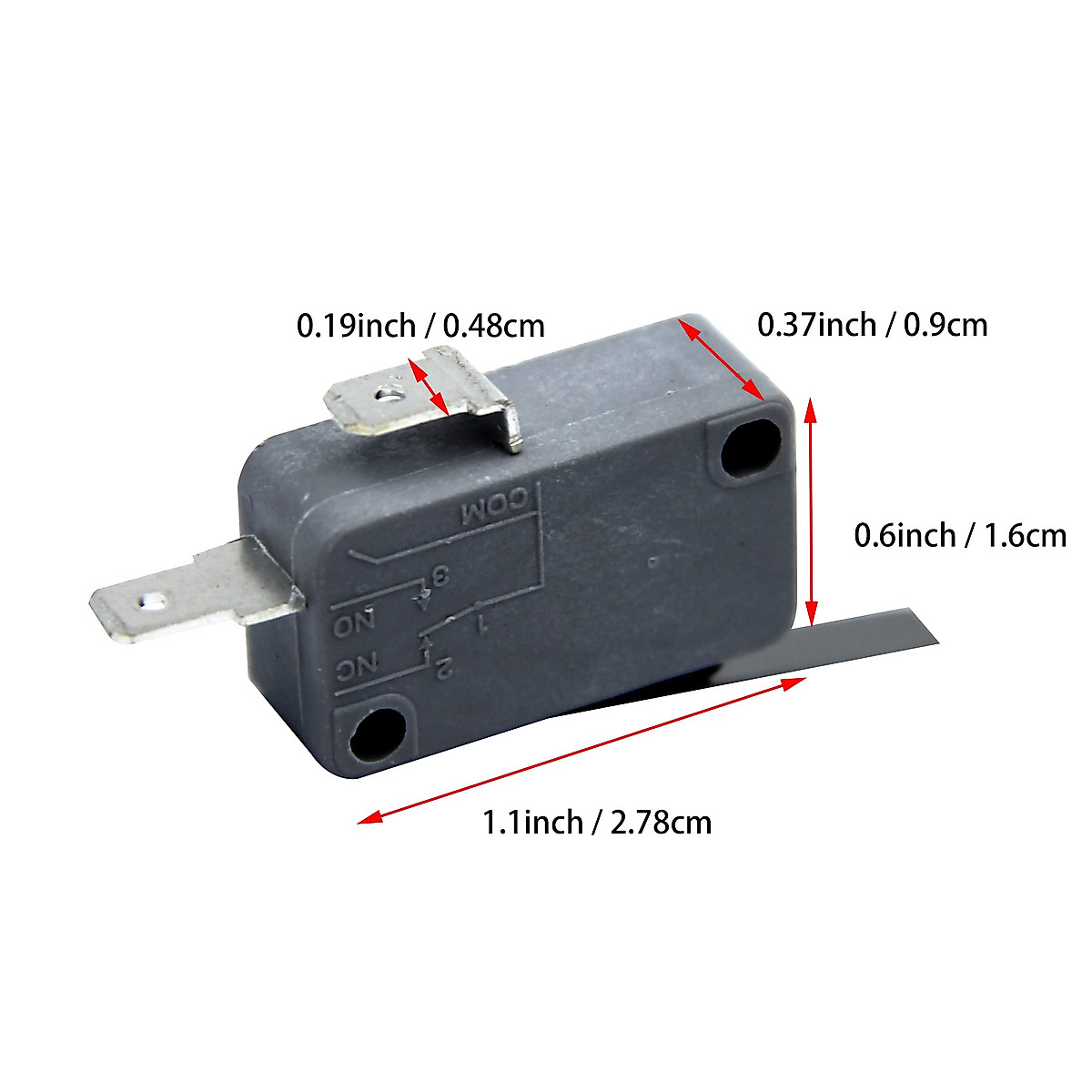 4 Packs SZM-V01-2FA-33 Refrigerator Dispenser Switch Compatible with LG Refrigerator 6600JB3001E PS3529276 PS8259956 WR23X10171 WR23X10224,Terminal Width 3/16'' (Normally Open) -Silver Gray