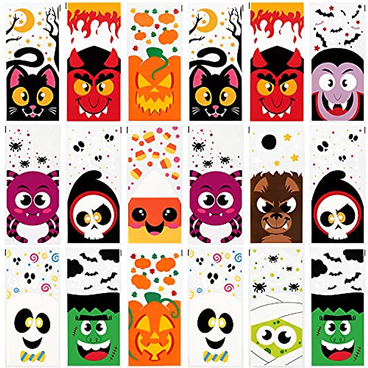 JOYIN 108 Pcs Halloween Cellophane Bags with Twist Tie Candy Treat Bags Sweet Bags Gift Bags Party Favors for Halloween Day Table Decor and Party Favor