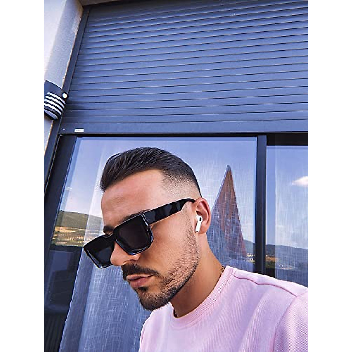 AIEYEZO Square Sunglasses for Women Men Square Thick Frame Sun Glasses Simple Designer Style Shades (Black/Grey)