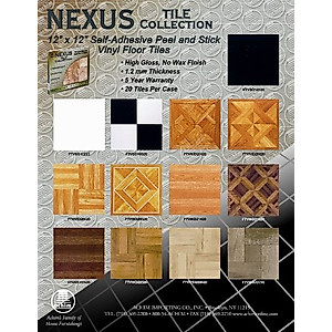 Nexus Self Adhesive 12-Inch Vinyl Floor Tiles, 20 Tiles - 12" x 12", White Slate Pattern - Peel & Stick, DIY Flooring for Kitchen, Dining Room, Bedrooms & Bathrooms by Achim Home Decor