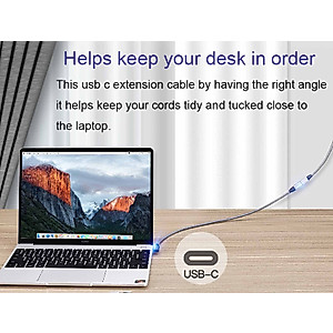 90 Degree USB C Extension Cable Short (1.6ft), Right Angle USB C 3.1 Gen2 Male to Female Adapter, Awnuwuy USB Type C Extender Cord Compatible with USB-C Laptop/Monitor/Hub/Docking Station,Oculus Quest