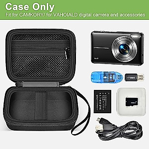 Digital Camera Case Compatible with VAHOIALD FHD 1080P/ for CAMKORY Digital Point and Shoot/for KODAK PIXPRO FZ45-BK 16MP Vlogging/for IWEUKJLO/for Nsoela, Holder for SD Card More- Black (Box Only)