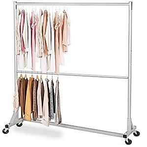 Simple Houseware Commercial Z Base Double Rod Garment Rack