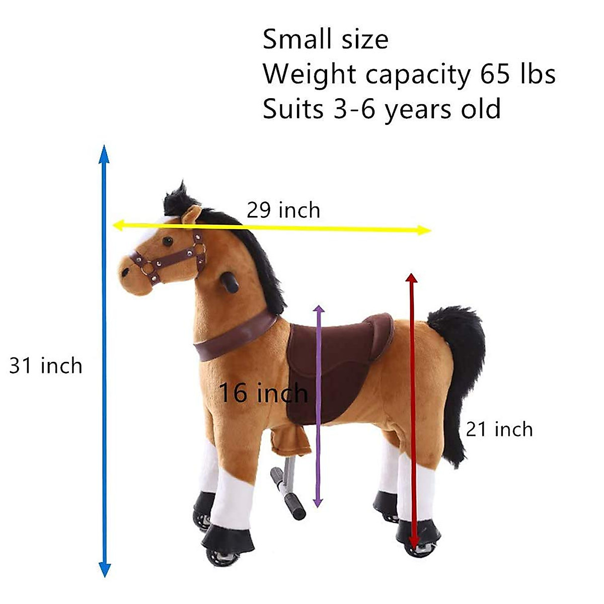 Gidygo Kids Ride On Pony Rider Horse Riding Walking Plush Animal for Children 3 to 6 Years Old or Up to 65 Pounds