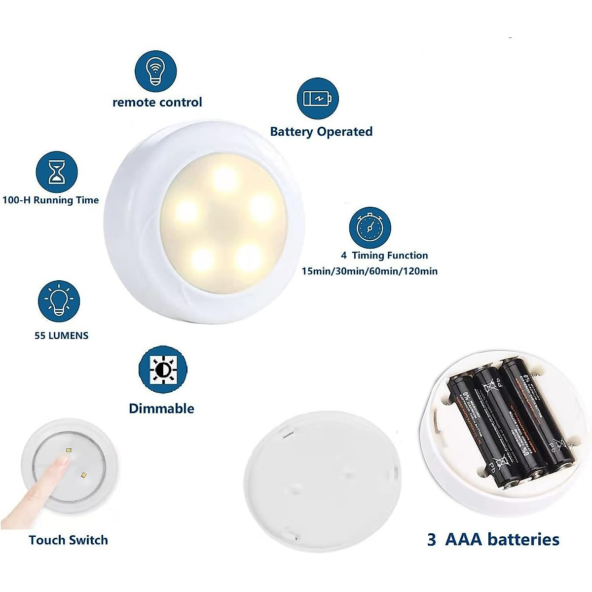 2 Pack Battery Operated Light Bulb with Remote Controlled,Backup Battery Powered Led Light Bulbs,Wireless Light Bulb Dimmable Timer E26 Screw in for Indoor Sconce and Hanging Lamp Without Electricity