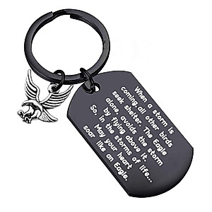 FUSTMW Eagle Gift for Scouts Keychain Scouts Leader Gift Court of Honor Gift(Black)